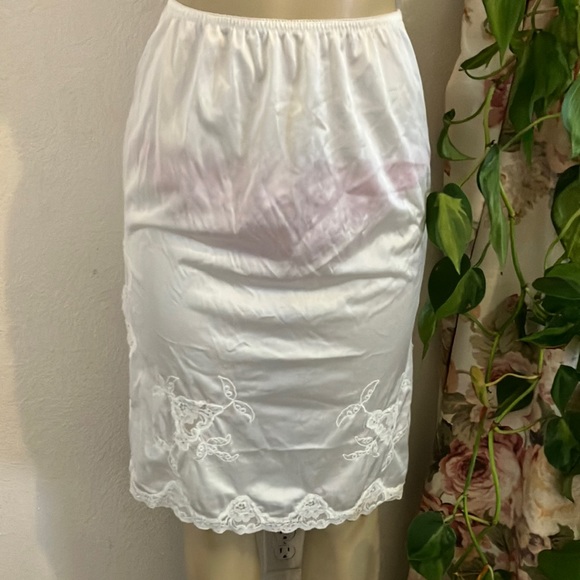 Intimates & Sleepwear | Vintage Skirt Slip Half Slip White Nylon With ...